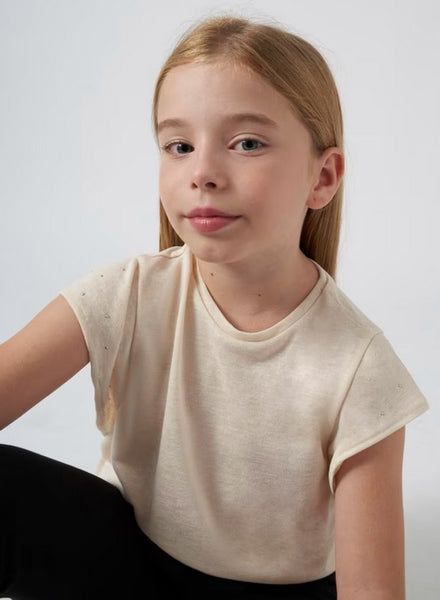 6019 Mayoral Tween/Teen Girls Flutter Studded Soft Tshirt - Almond ...