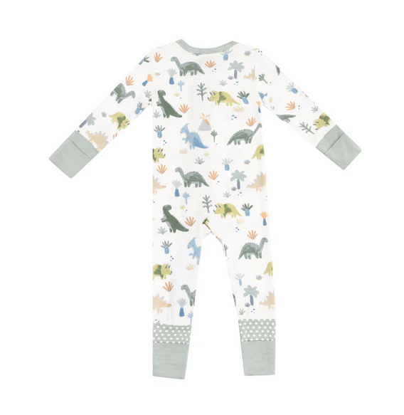 Angel Dear Bamboo L/S 2 Way Zipper Convertible Romper - Soft Dinos Gre ...
